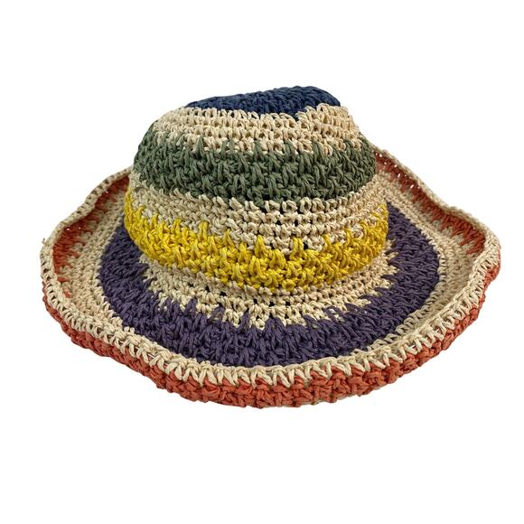 Aria | Accessories | Aria Bags Hats Womens Size 57 Striped Woven Raffia ...